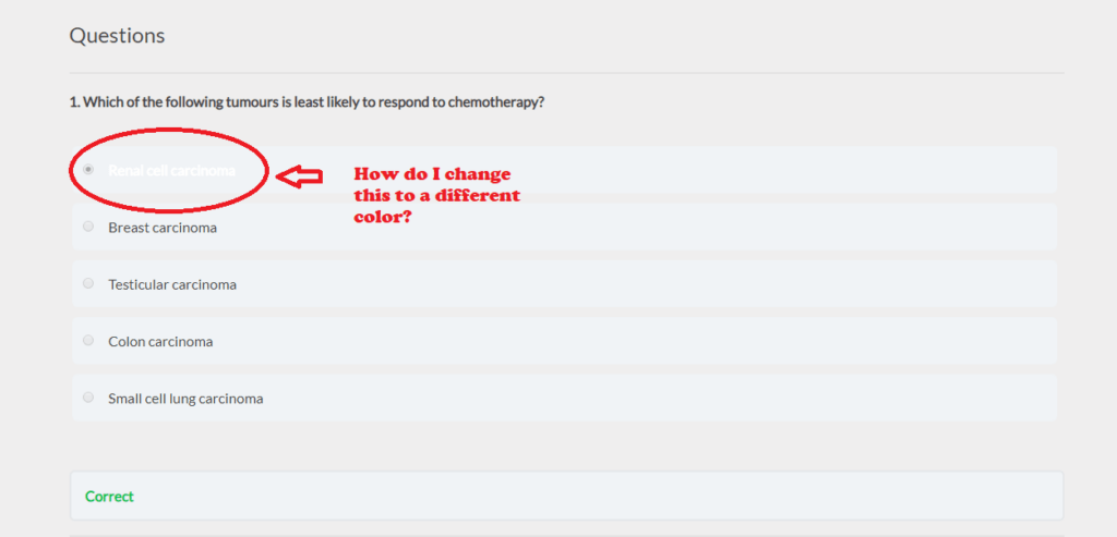 Example Of Font Color On My Quiz Report FRACPractice MCQs For The FRACP Written Exam